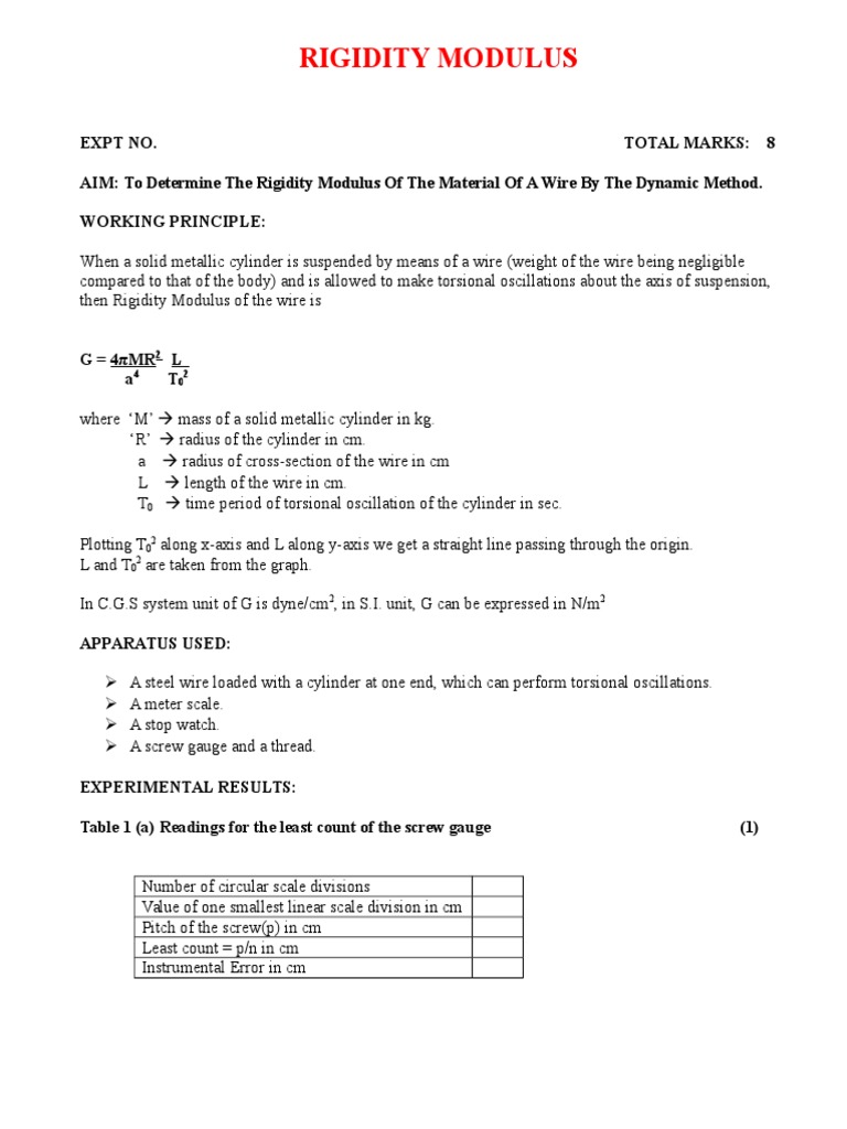 2.rigidity Modulus | PDF | Cartesian Coordinate System | Wire