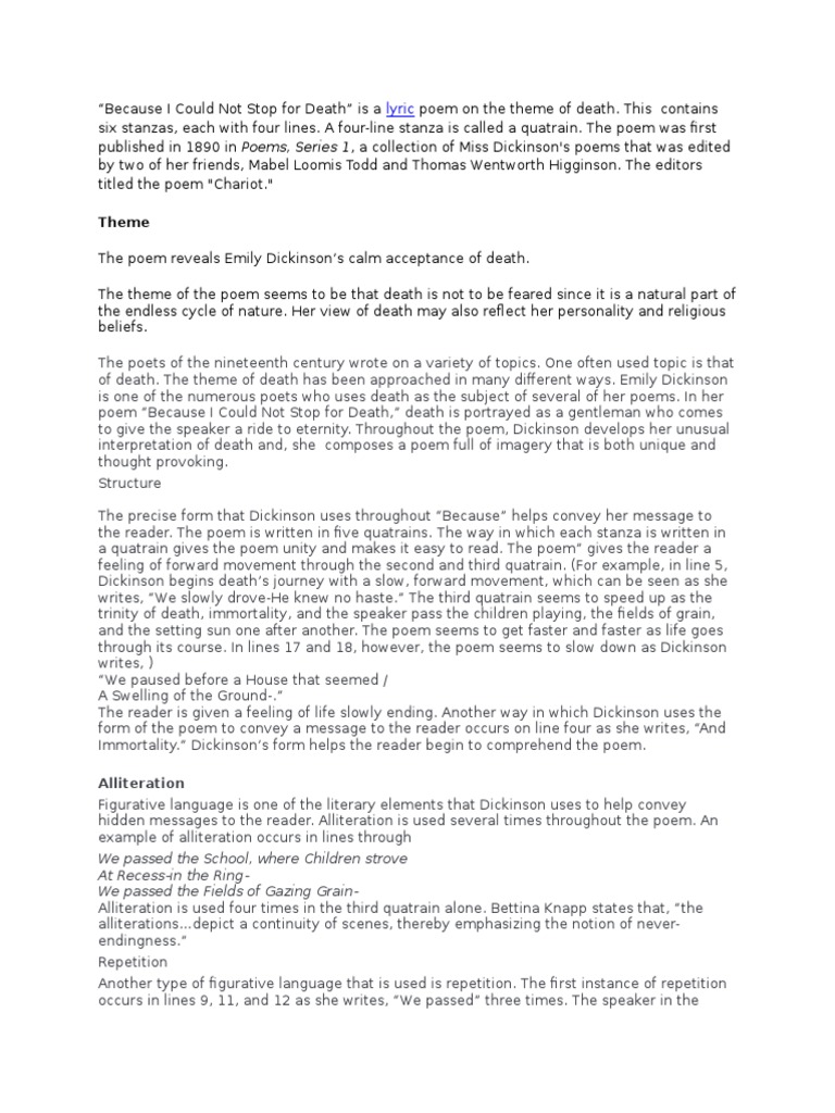 Because I Could Not Stop for Death | Emily Dickinson | Poetry