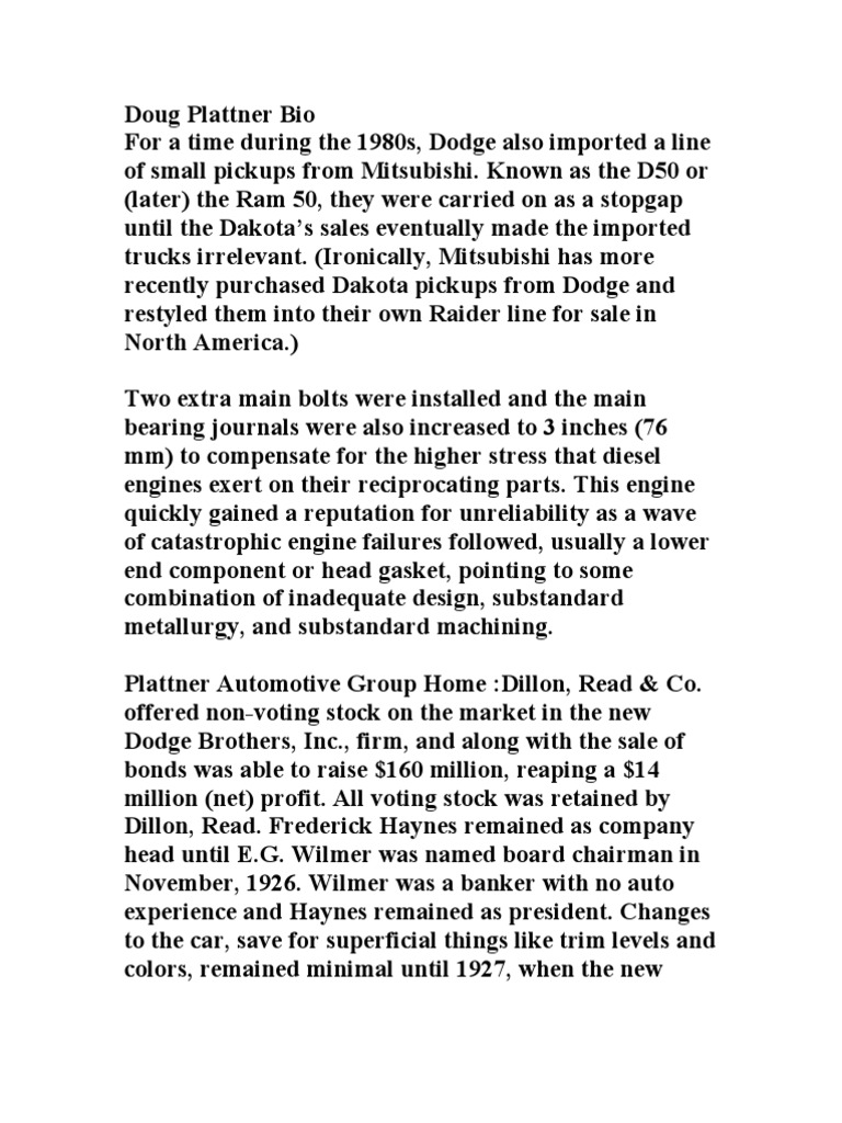 Doug Plattner | PDF | Dodge | Opel