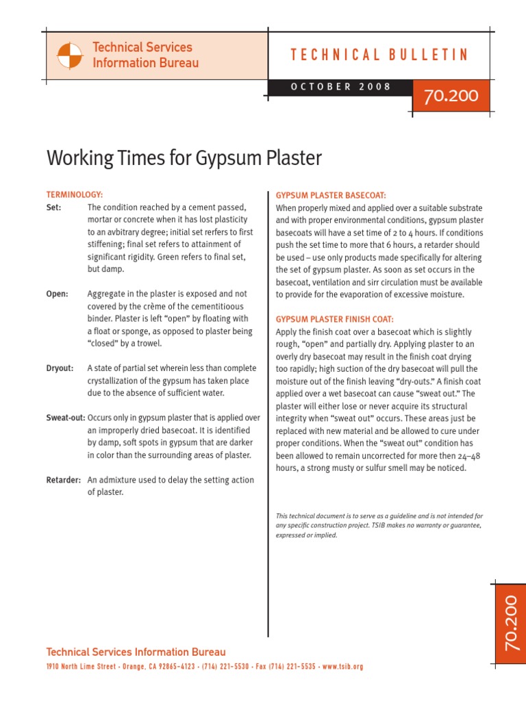 Gypsum Plaster Setting Guidelines | PDF | Gypsum | Plaster