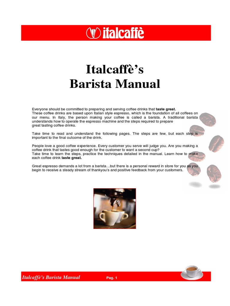 Italcaffe S Barista Manual PDF | PDF | Coffee | Drink