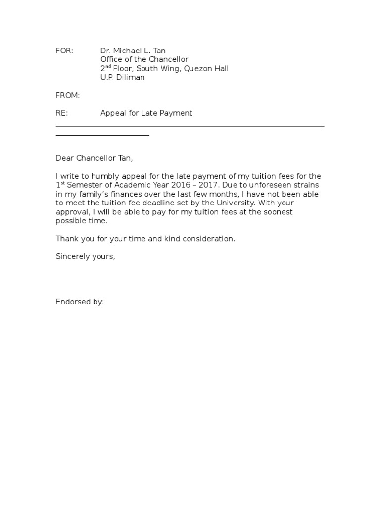 Sample Appeal Letter