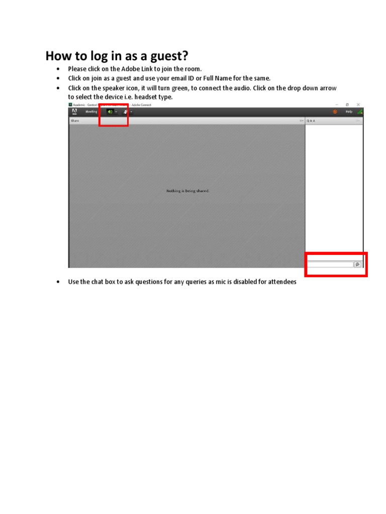 Guest Login Instructions for Adobe Room | PDF