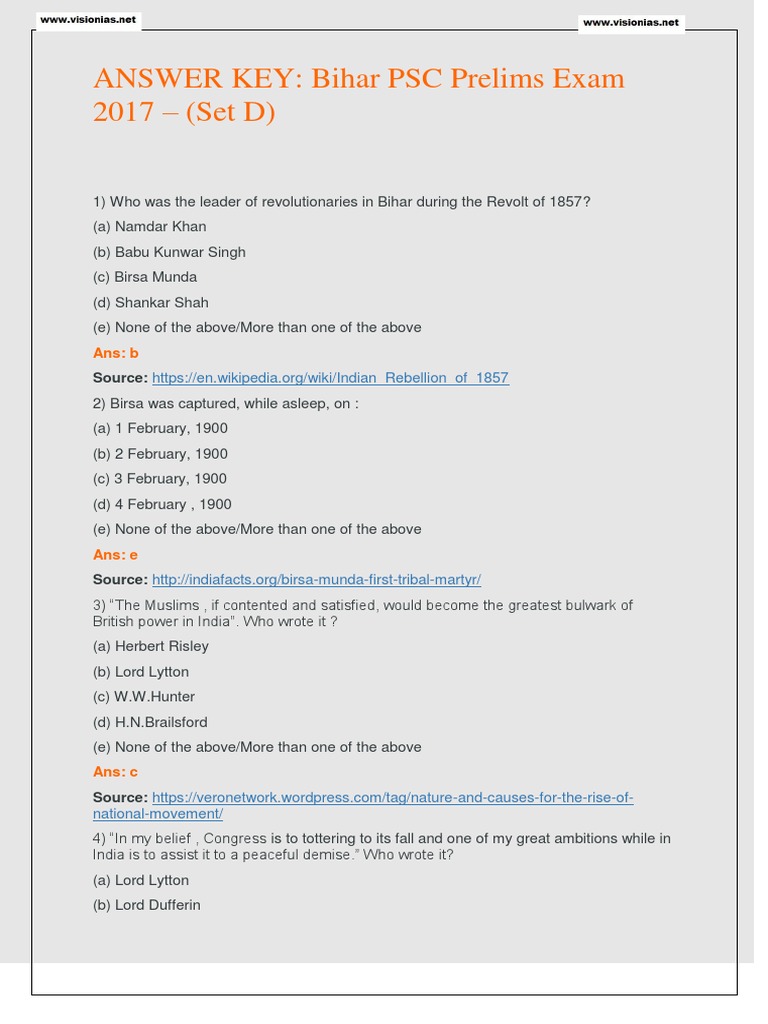 BPSC Answer Key PDF | PDF