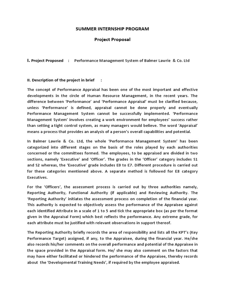 Project Proposal | PDF | Performance Appraisal | Performance Management