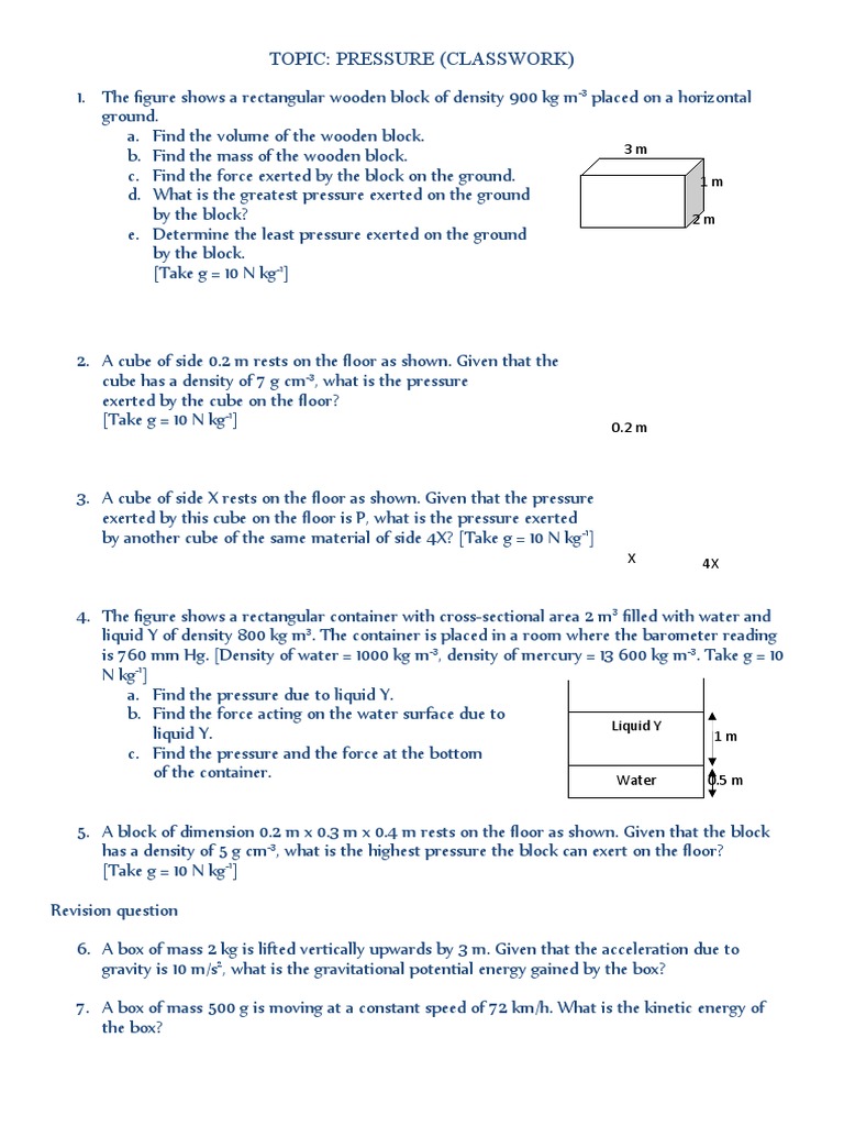 Pressure Exercise | PDF | Pressure | Density