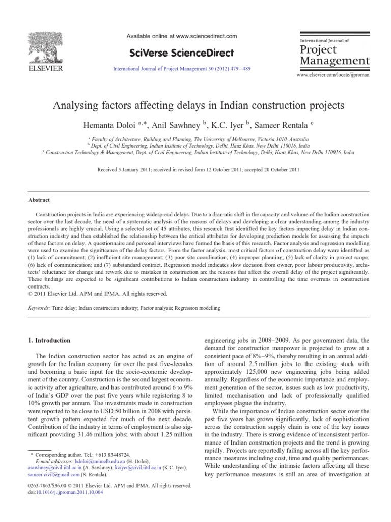 Factors Affecting Delays in Construction Projects PDF | PDF | Survey Methodology | Factor Analysis