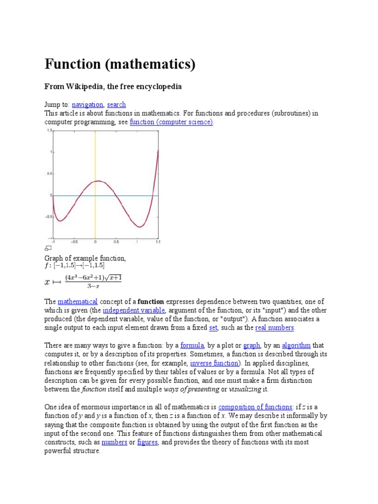 Function (Mathematics) : From Wikipedia, The Free Encyclopedia | PDF ...