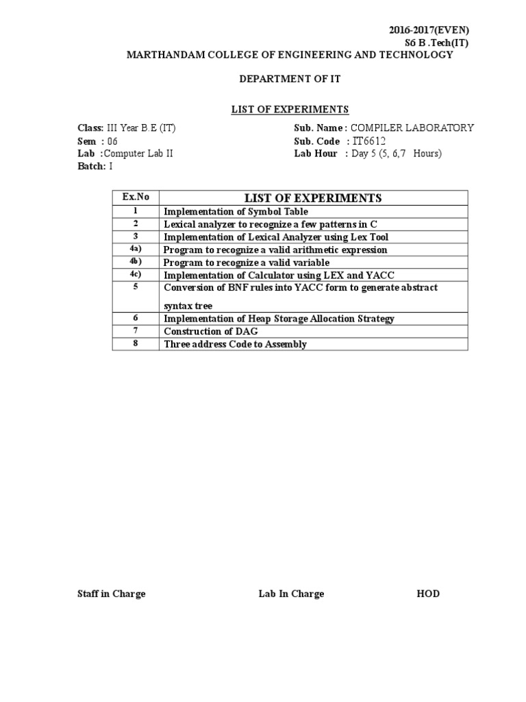 Experiment List | PDF | Computers