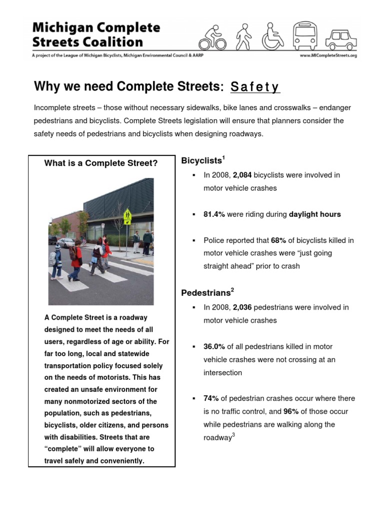 Complete Streets: Safety | PDF | Traffic | Pedestrian