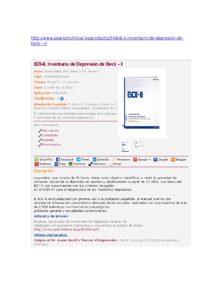 BDI - II Interpretacion | PDF