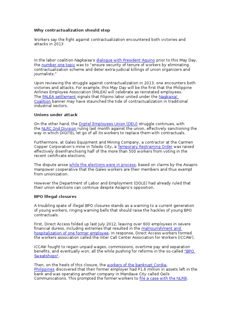 Contractualization | Download Free PDF | United States Labor Law ...