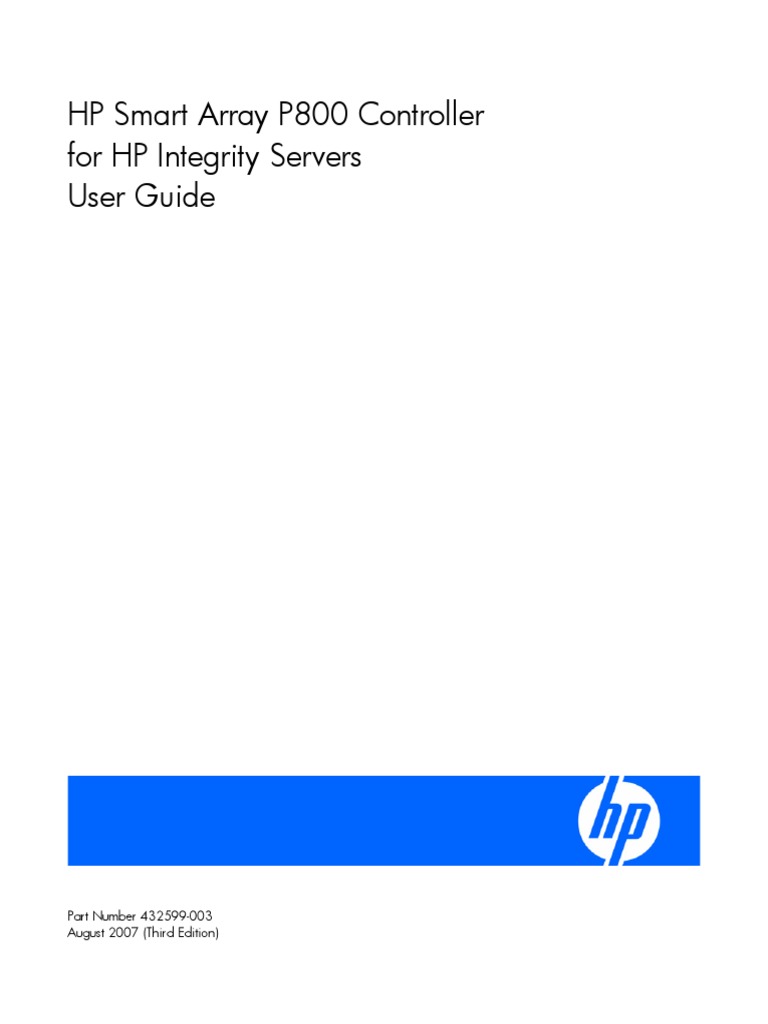 HP Smart Array P800 Controller For HP Integrity Servers User Guide | PDF | Fault Tolerance ...