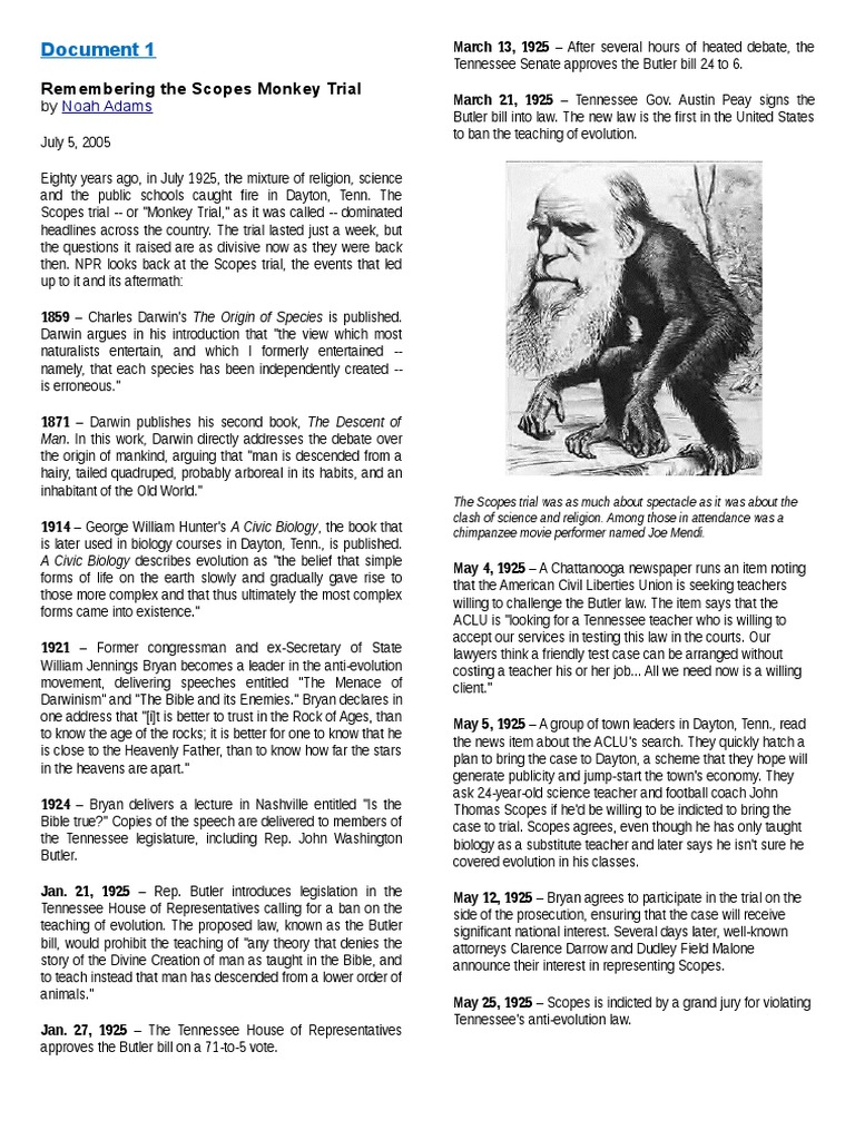 Revisiting the Scopes Monkey Trial | PDF | Government | Trials