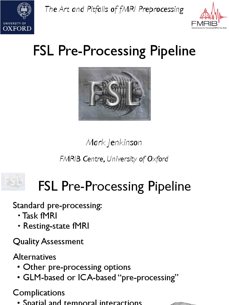 FSL PreProcessing Pipeline OHBM15 Jenkinson | PDF | Functional Magnetic ...