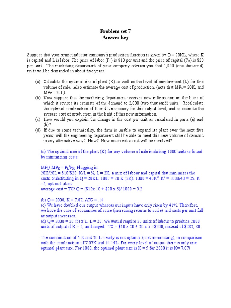 Problem Set #6-Answer Key | PDF | Teaching Methods & Materials