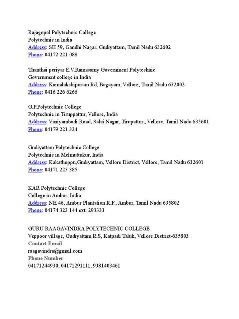 Polytechnic College | PDF