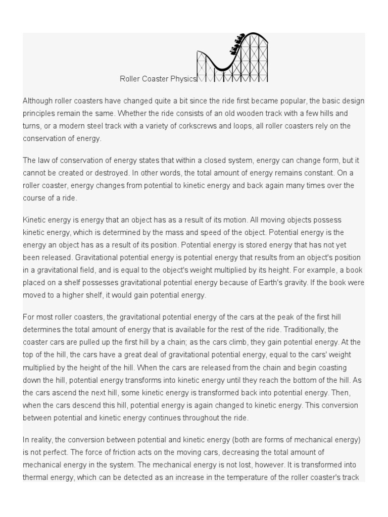 Roller Coaster Physics 17 | PDF | Potential Energy | Gravity