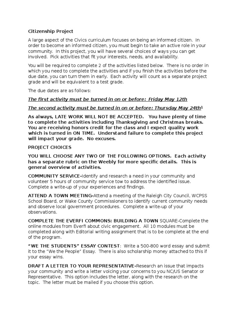 Citizenship Project | PDF