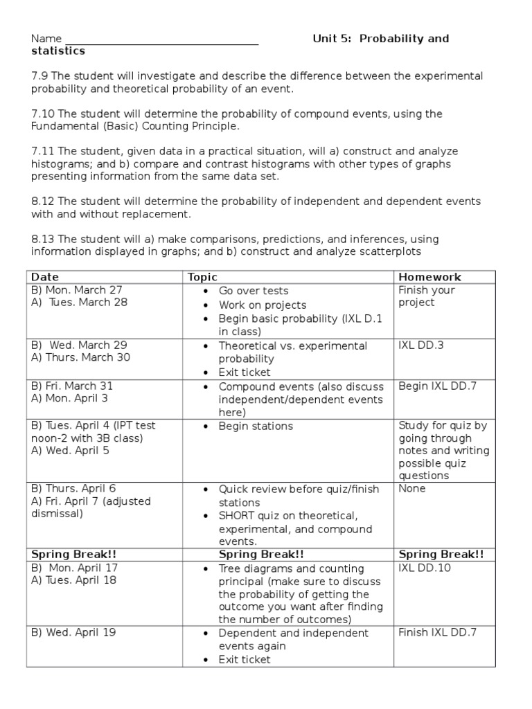 Unit 5 Probability | PDF | Probability | Scientific Method