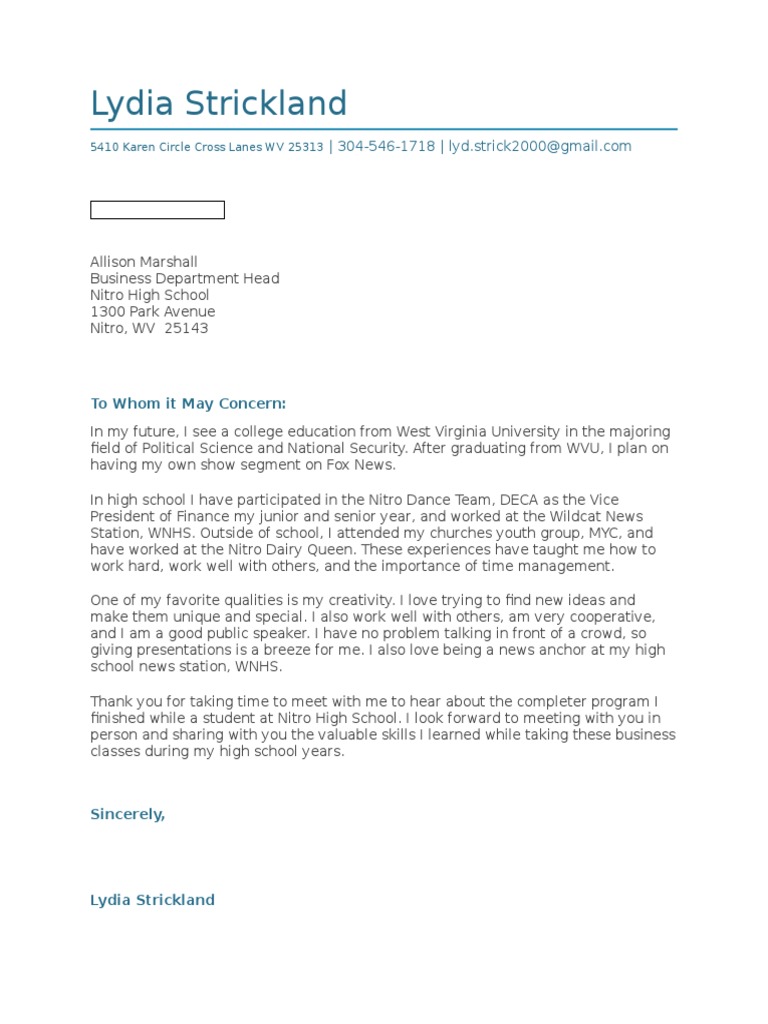 Completer Portfolio Letter of Intro | PDF