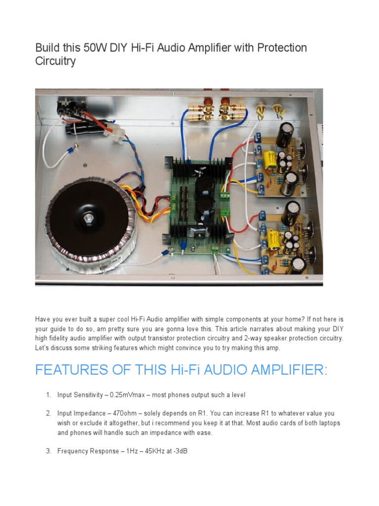 50W DIY Hi-Fi Audio Amplifier | PDF | Amplifier | Operational Amplifier