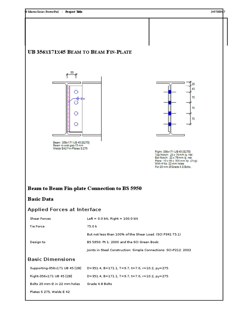 UB 356 171 45 B B F - P: X X EAM TO EAM IN Late | PDF | Beam (Structure ...