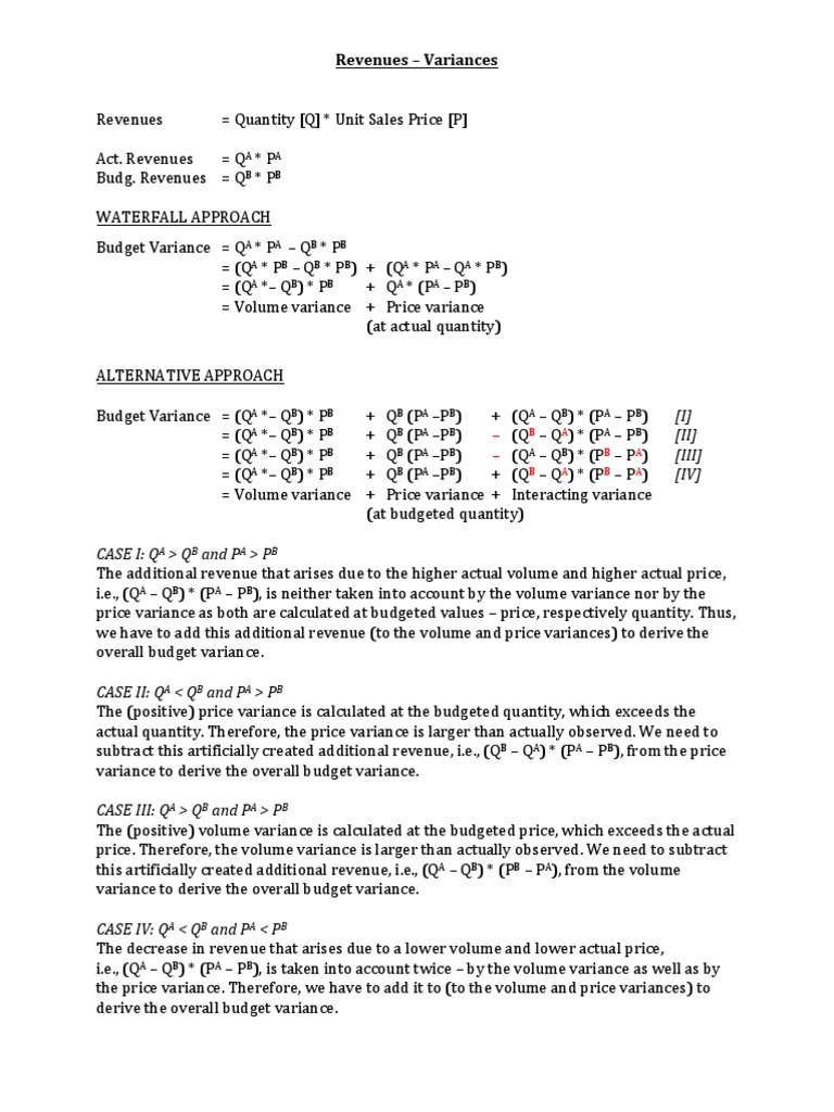 Calculating Revenue Variances: A Waterfall and Alternative Approach | PDF