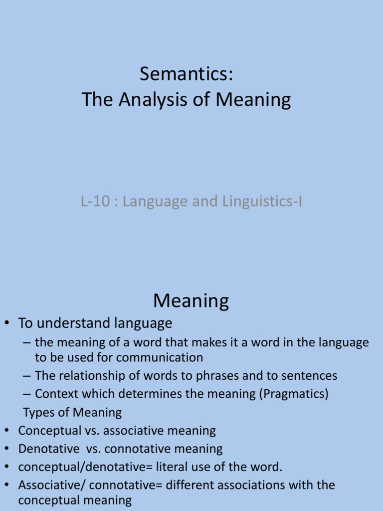 Type of Meanings | Download Free PDF | Lexical Semantics | Semantics