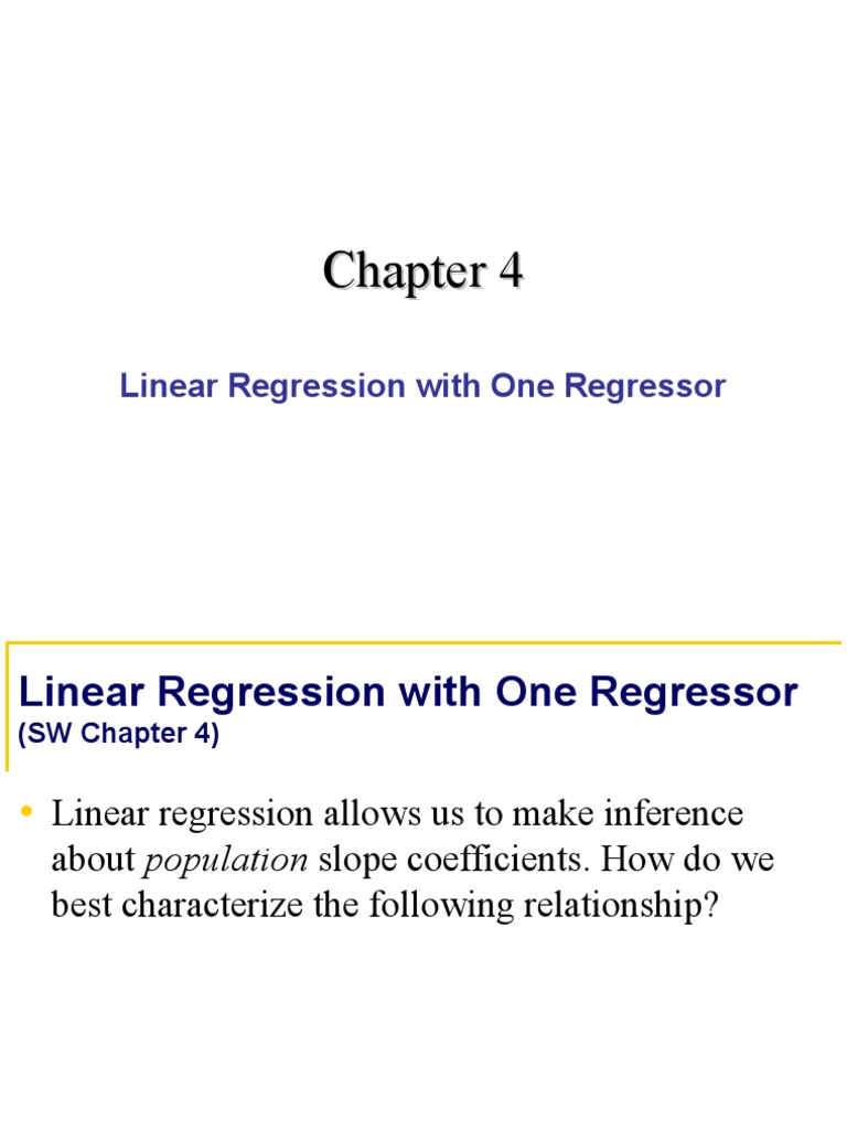 Linear Regression With One Regressor | PDF | Ordinary Least Squares | Regression Analysis
