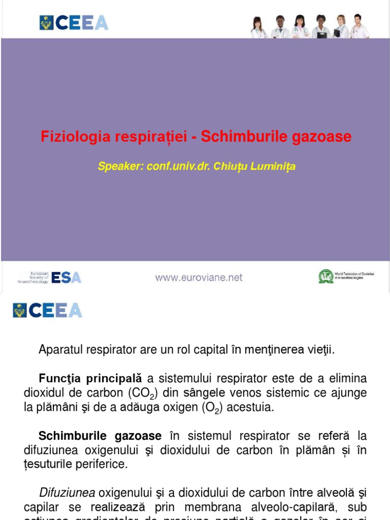 Luminita Chiutu Fiziologia Respiratiei Schimburile Gazoase PDF | PDF