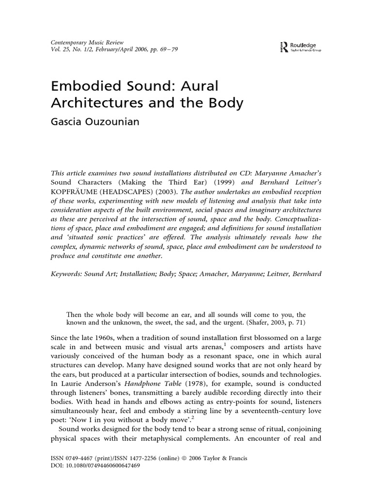 Ouzounian-2006-Aural Architectures and The Body | PDF | Installation ...