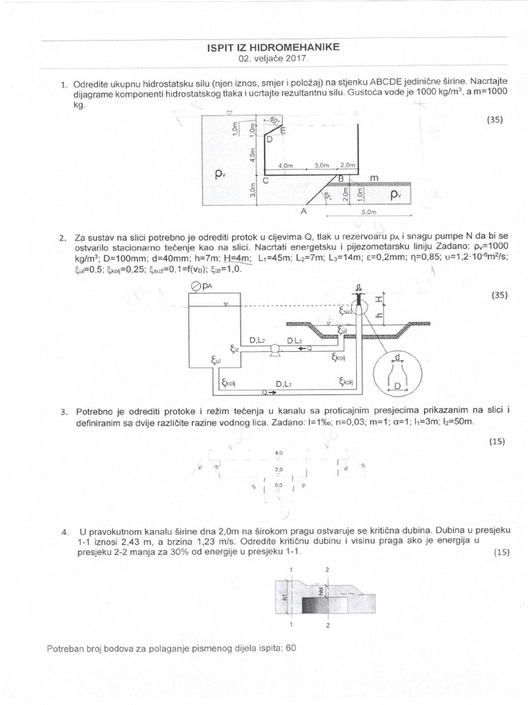 HIDROMEHANIKA ispit-02.02.2017-GFOS | PDF
