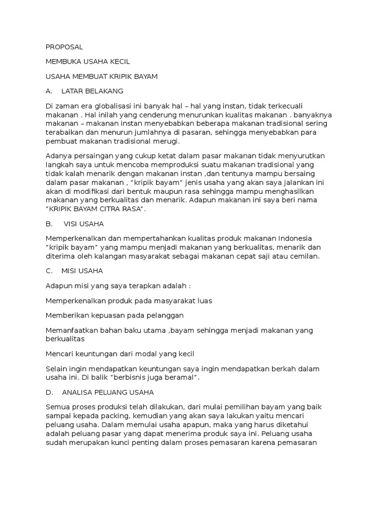 PROPOSAL Keripik Bayam | PDF