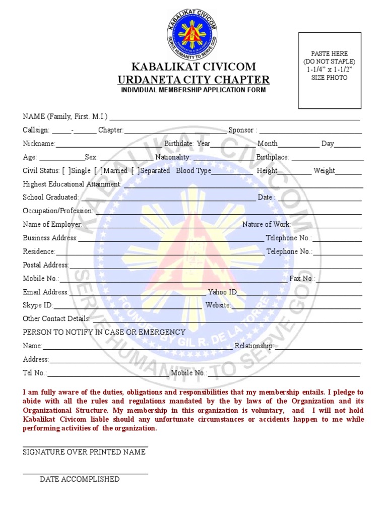 Kabalikat Civicom Membership Form | PDF