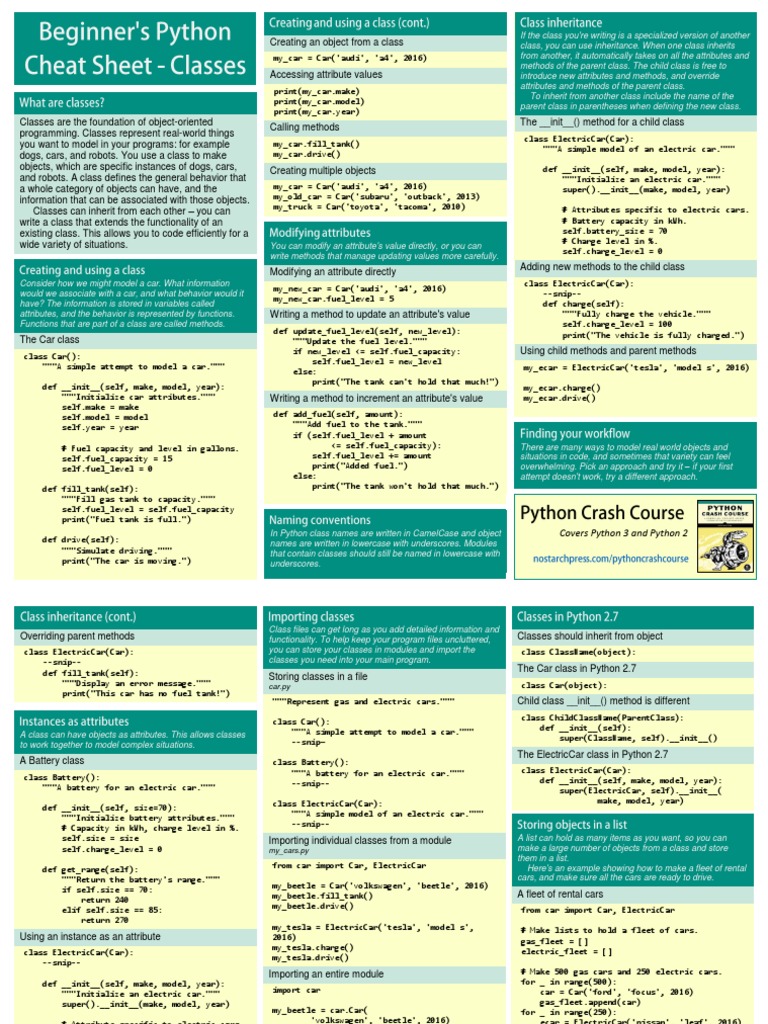 Creating And Inheriting Classes In Python Pdf Class Computer