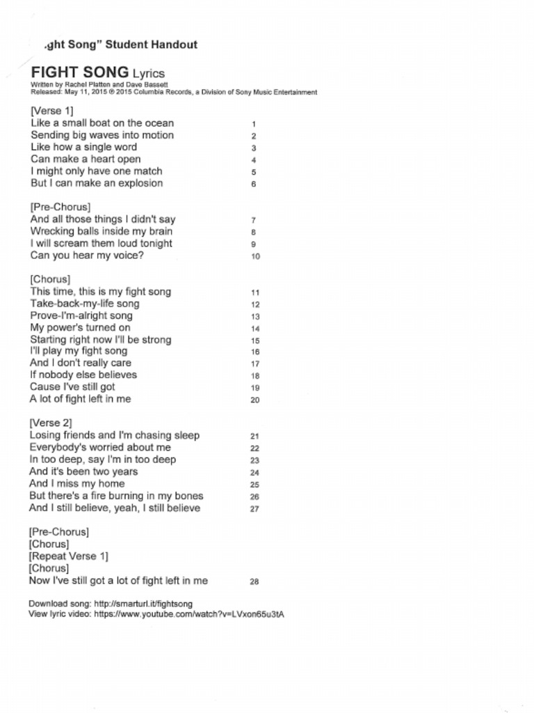 Fight Song Poetic Device Activity | PDF