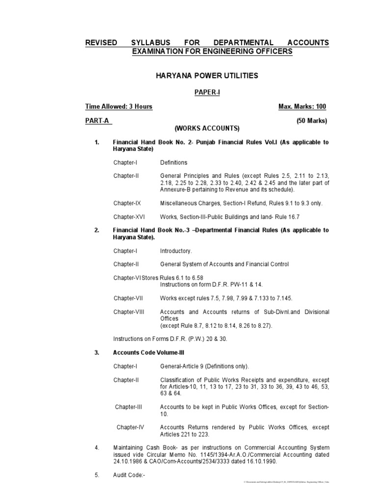 HVPNL Accounting Exam For Engineers Syllabus | PDF