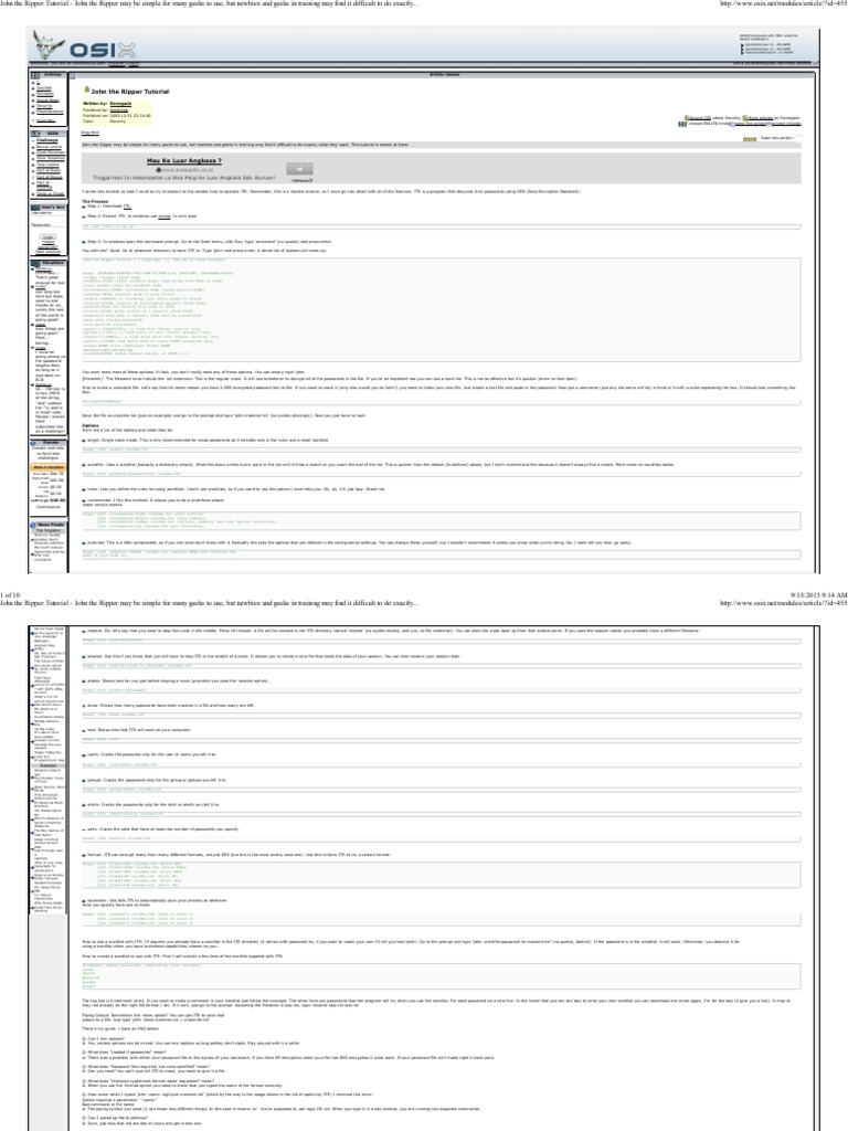 John The Ripper Tutorial | PDF | Password | Command Line Interface