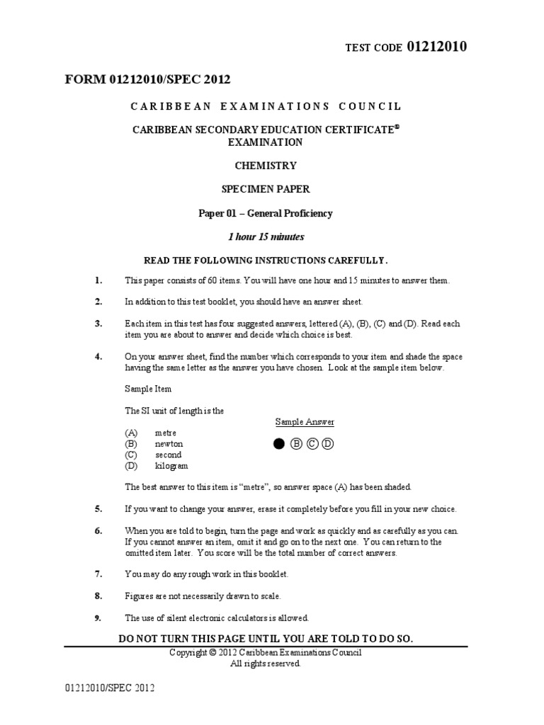 HSB Sample Paper 1 2012 | Download Free PDF | Zinc | Carbon