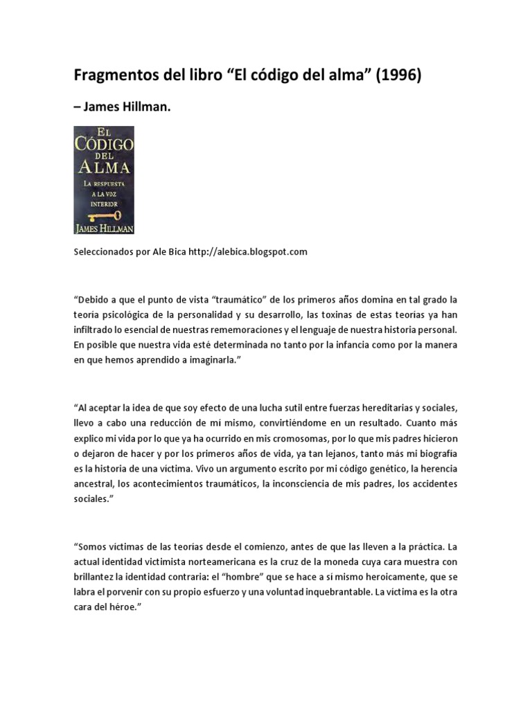 El Código Del Alma - James Hillman | PDF | Sicología | Teoría
