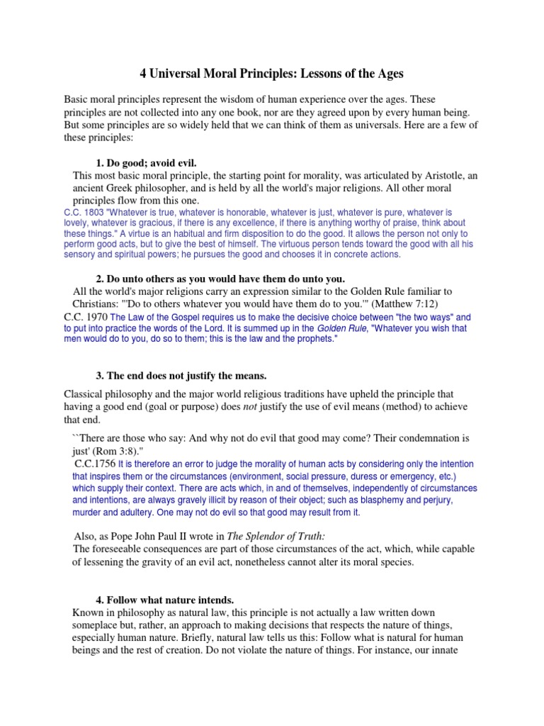 4 Basic Moral Principles | PDF | Golden Rule | Virtue