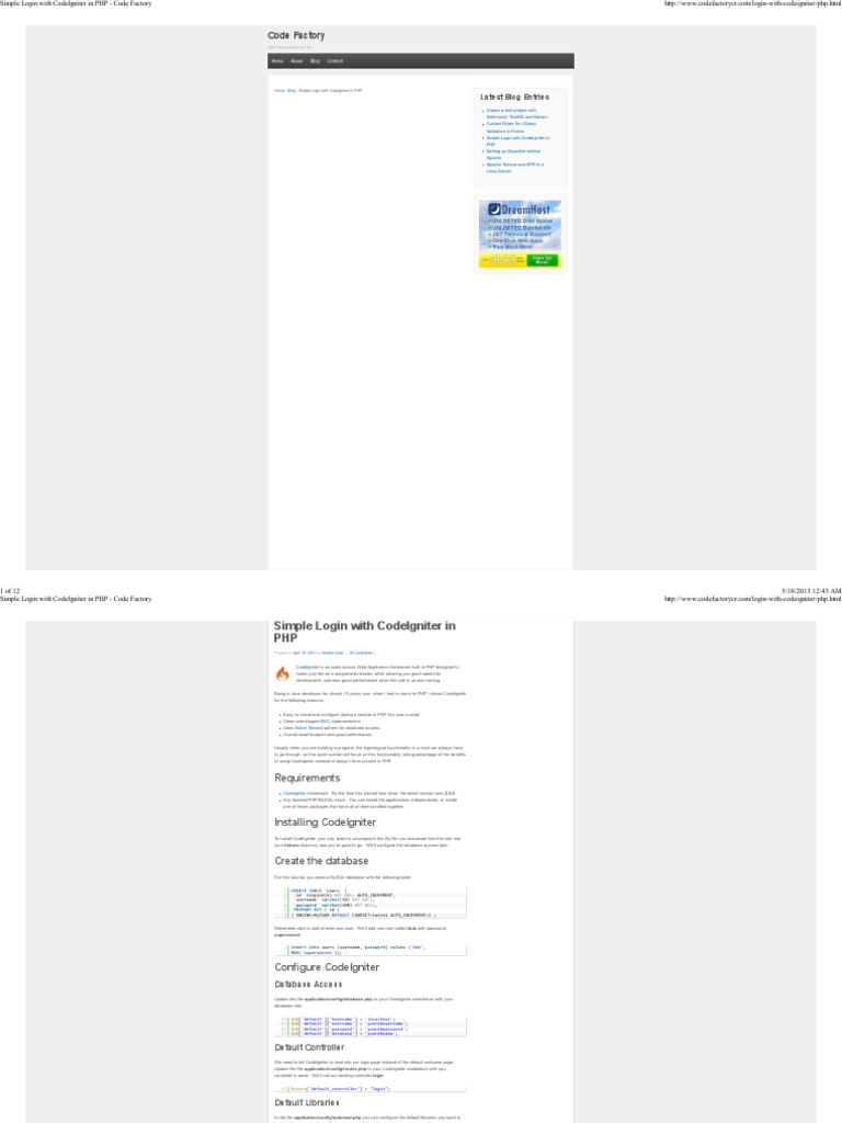 Simple Login With CodeIgniter in PHP - Code Factory | PDF | Php | Html