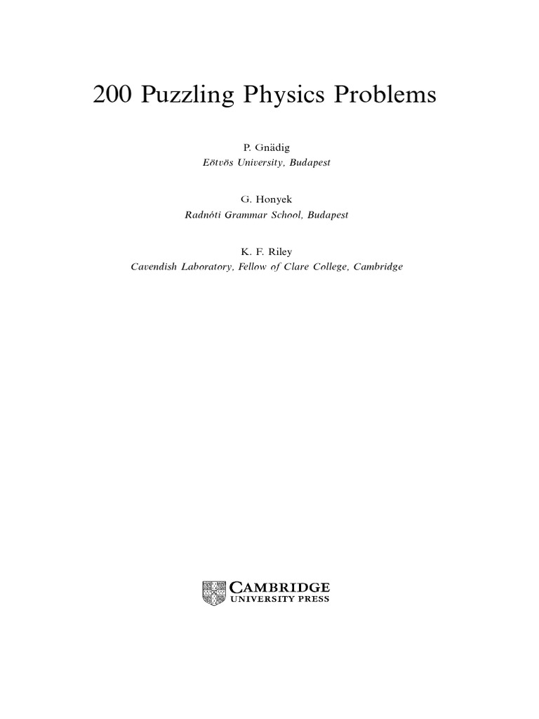 200 Puzzling Physics Problems PDF | PDF | Refractive Index | Refraction