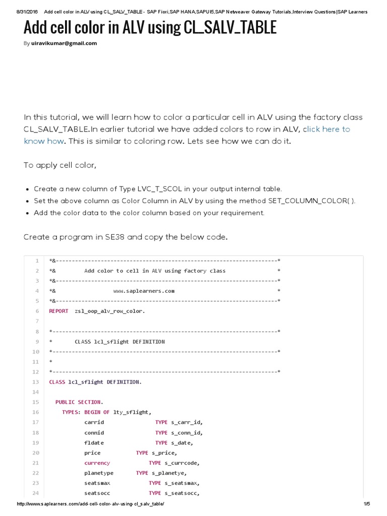 Add Cell Color in ALV Using CL - SALV - TABLE - SAP Fiori, SAP HANA, SAPUI5, SAP Netweaver ...