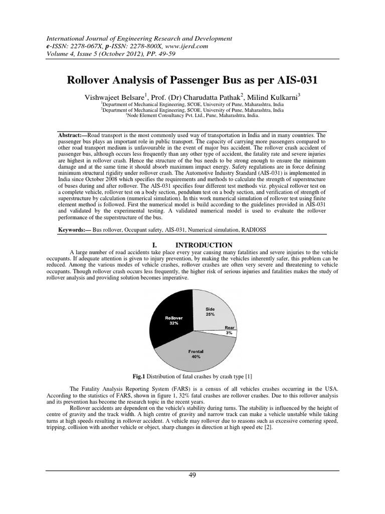 Rollover Analysis of Passenger Bus As Per AIS-031 | PDF | Traffic Collision | Elasticity (Physics)