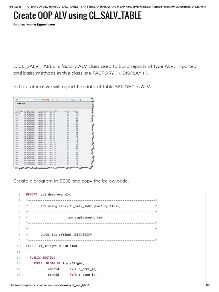 Create OOP ALV Using CL - SALV - TABLE - SAP Fiori, SAP HANA, SAPUI5 ... Create OOP ALV Using CL - SALV - TABLE - SAP Fiori, SAP HANA, SAPUI5 ...