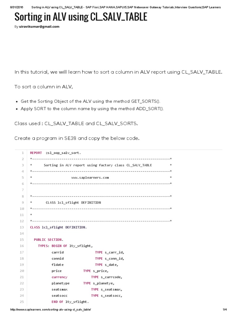 Sorting in ALV Using CL - SALV - TABLE - SAP Fiori, SAP HANA, SAPUI5, SAP Netweaver Gateway ...