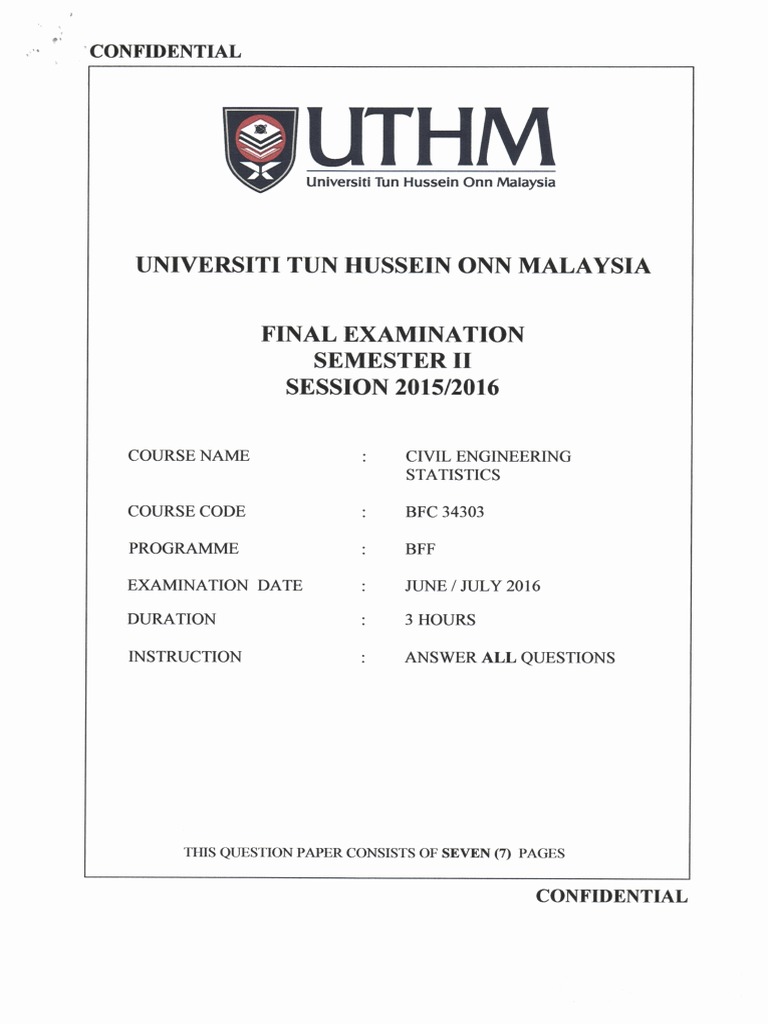 BFC 34303 Uthm | PDF | Mean | Standard Deviation