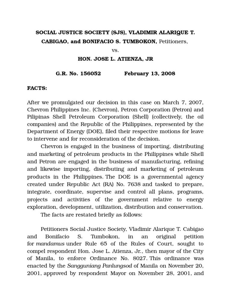 Sjs Vs Atienza | PDF | Mandamus | Police Power (United States ...